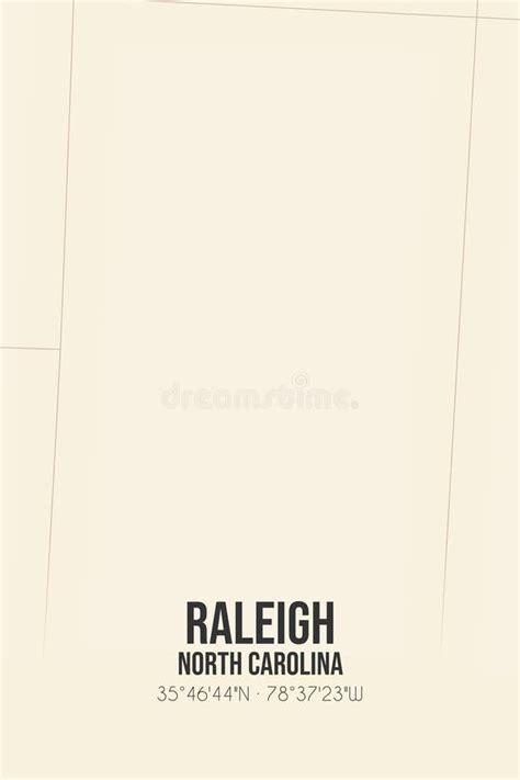 Retro Us Map Of Raleigh North Carolina Vintage Street Map Stock