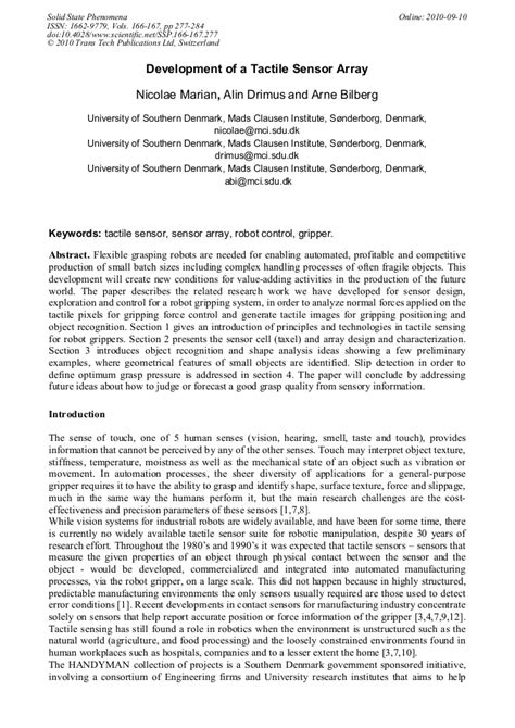 Development Of A Tactile Sensor Array Scientificnet