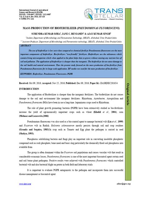 Mass Production Of Biofertilizer Pseudom Pdf Pseudomonas Legume