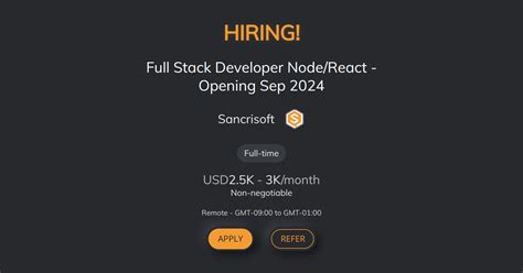 Full Stack Developer Node React Opening Sep 2024 At Sancrisoft Torre