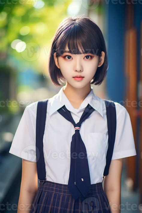 Ai Generated A Beautiful Young Korean High School Student Girl With