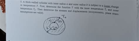 Solved 5 A Thick Walled Cylinder With Inner Radius A And Outer Radius