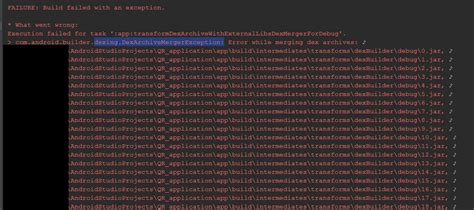 java qr code dexing dexarchivemergerexception stack overflow