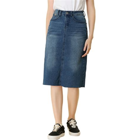 Inspire Chic Womens Skirt Empire Waist Raw Hem Zipper Back Slit Knee