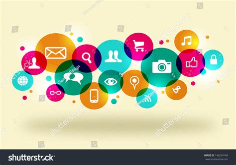 Social Media Icons Set In Colorful Circle Layout Stock Photo 146254148