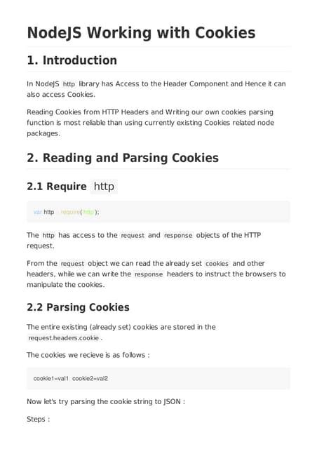 Working With Cookies In Nodejs Pdf