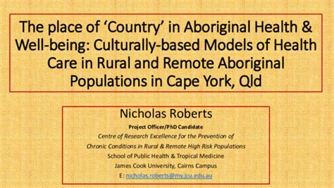 Pdf The Place Of ‘country In Aboriginal Health And Well Being Culturally Based Models Of