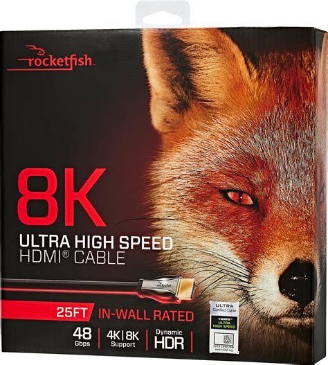 Rocketfish™ 25′ 8k Ultra High Speed Hdmi® 21 Certified Cable Black