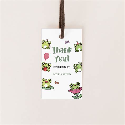 Editable Kawaii Frog Thank You Tag Cute Frog Party Favor Tag Etsy