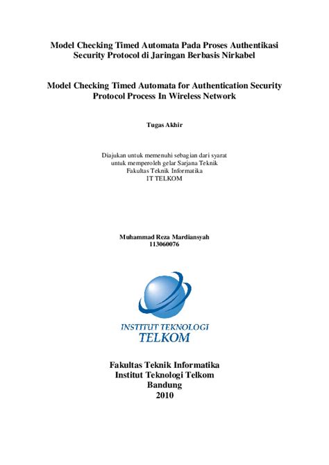Pdf Model Checking Timed Automata Pada Proses Authentikasi Security Protocol Pada Jaringan
