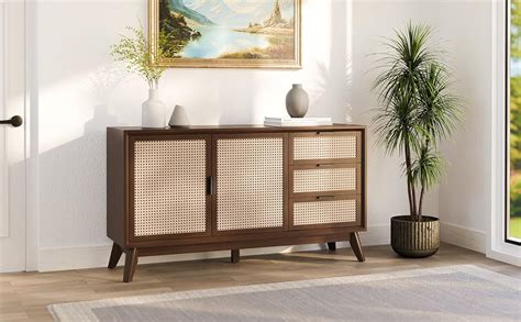 Bme Rattan Pre Assembled Buffet Sideboard With 3 Drawers