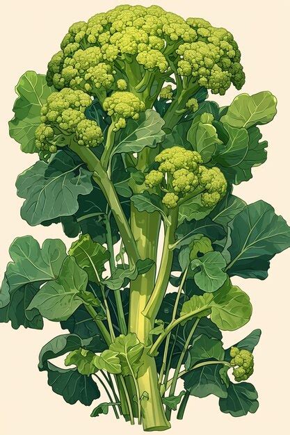 Premium Vector Plump Rapini With Buds And Leaves