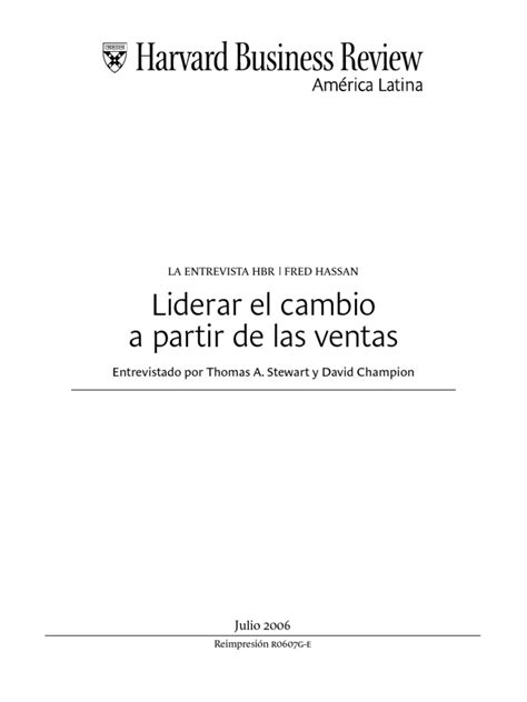 Liderar El Cambio A Partir De Las Ventas Pdf