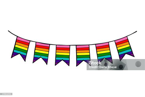 다채로운 화환 게이 프라이드 플래그 해피 프라이드 데이 Lgbtq 커뮤니티 프라이드의 달 포스터 스티커 로고 카드에 대 한 벡터