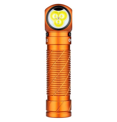 Olight Perun 3 Orange Right Angle Rechargeable Led Flashlight With Headlamp Headband Included