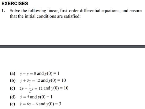 solved exercisessolve the following linear first order