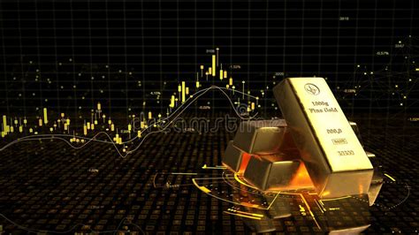 Gold Commodity Trading Stocks Candlestick Chart 3d Illustration Stock