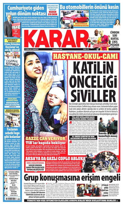 Karar Gazetesi Karar Manşet Oku Haberler Ekim