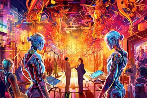 Human Robot Collaboration And Artificial Intelligence Generative Ai Stock Illustration