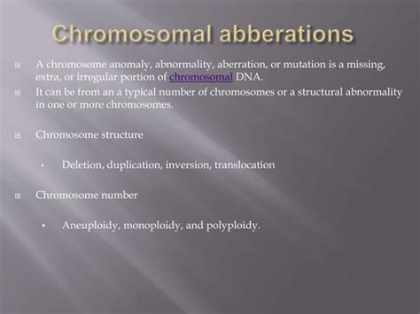 Structural Chromosomal Abberations And Mutation Pptx Genetics Science