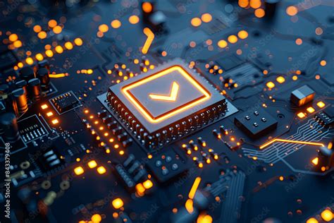 Cybersecurity Concept With Secure Connection Checkmark Motherboard