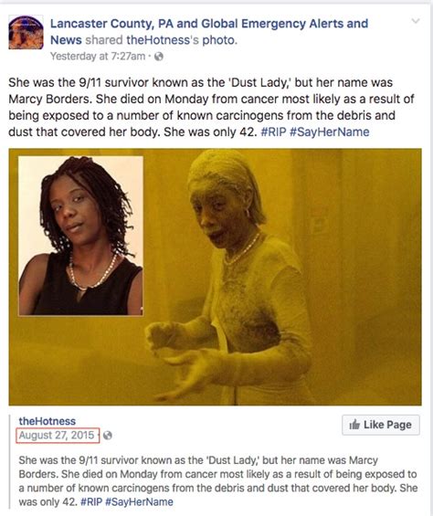Dust Lady Marcy Borders 911 Survivor Died Of Cancer In 2015