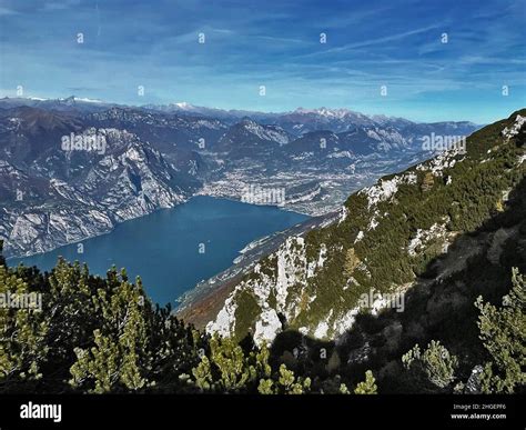 Panorama On Riva Del Garda Lake Monte Baldo Hiking Trail Trento