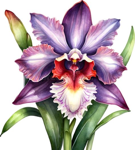 Watercolor Painting Of Monkey Face Orchid Dracula Simia Flower AI Generated Stock Photo