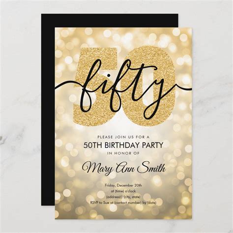 Elegant Modern Gold 50th Birthday Party Invitation Artofit
