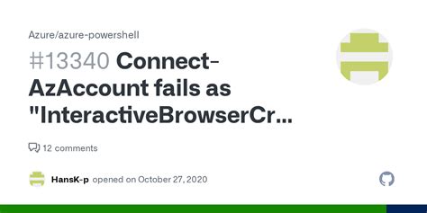 Connect Azaccount Fails As Interactivebrowsercredential Authentication