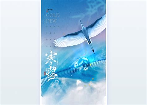中国风古风露水水滴露珠水珠大雁白鹭海报绿叶节日节气寒露传统文化文化海报海报设计二十四节气海报24节气传统