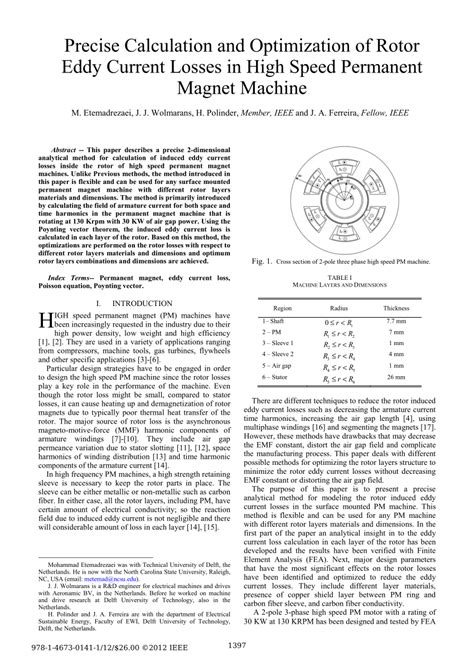 Pdf Precise Calculation And Optimization Of Rotor Eddy Current Losses