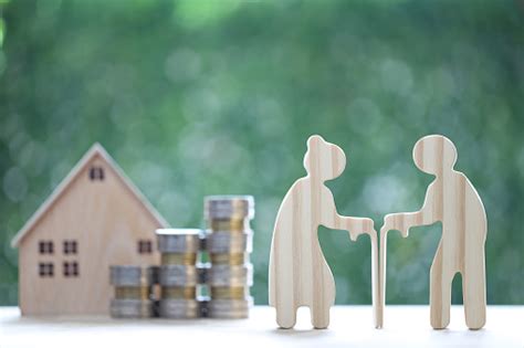 뮤추얼 펀드 자연 녹색 배경에 사랑 부부 시니어 및 모델 하우스 미래에 대비하기위한 돈을 절약하고 연금 은퇴 개념 0명에 대한 스톡 사진 및 기타 이미지 Istock