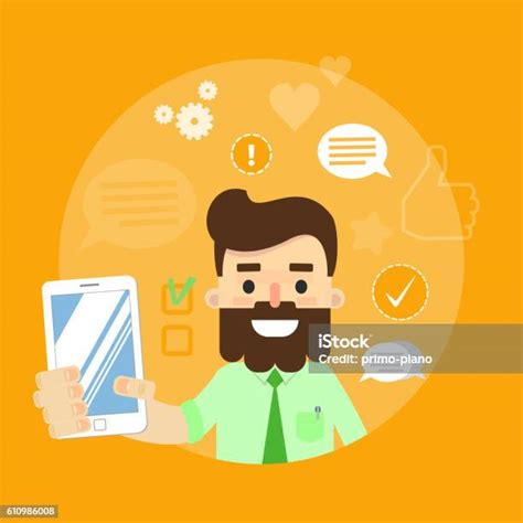 Spanduk Media Sosial Pria Dengan Smartphone Ilustrasi Stok Unduh