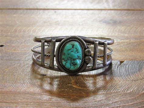 Southwest Sterling Silver And Turquoise Cuff Bracelet Etsy