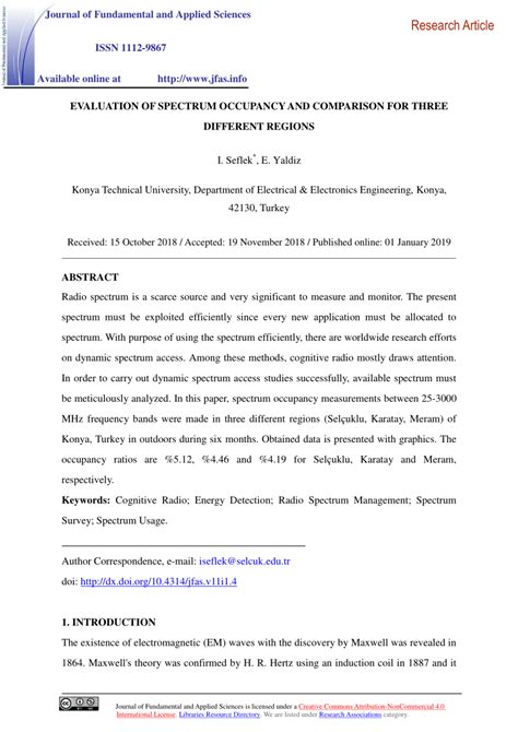 Pdf Evaluation Of Spectrum Occupancy And Comparison For Three Different Regions