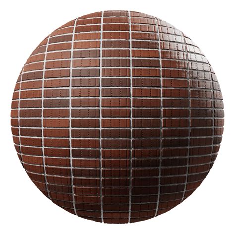 Perforated Stack Bond Brick Texture Burnt Red Poliigon