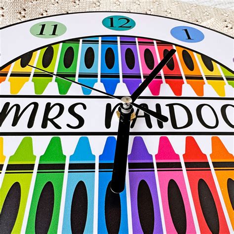 Colourful Crayon Class Clock Personalised Kikki And Franki