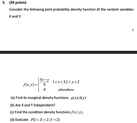 Solved 20 Points Consider The Following Joint Probabi