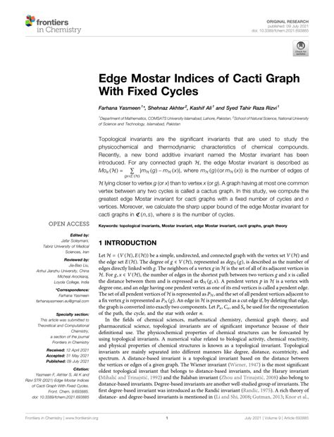 Pdf Edge Mostar Indices Of Cacti Graph With Fixed Cycles