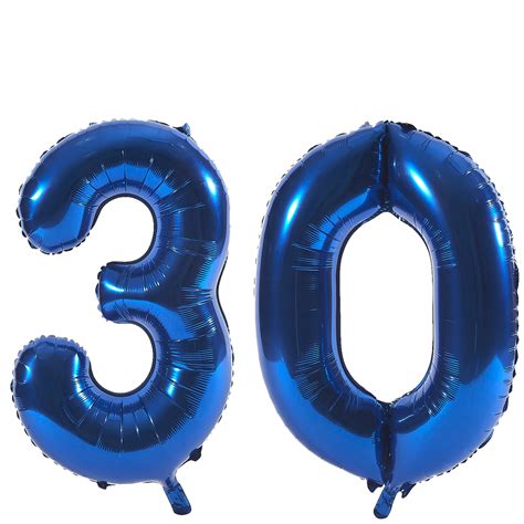 Buy Age 30 Giant Foil Helium Numeral Balloons Blue Deflated For Gbp