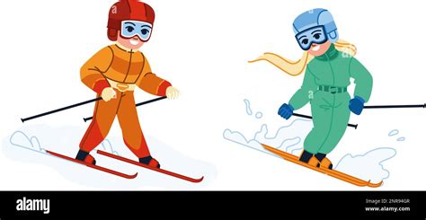 Kid Skiing Vector Stock Vector Image Art Alamy