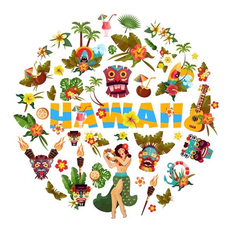 Premium Vector Hawaii Banner With Symbols Of American State Hawaii
