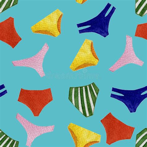 Seamless Watercolor Colorful Swimsuit Panties Pattern Of Isolated