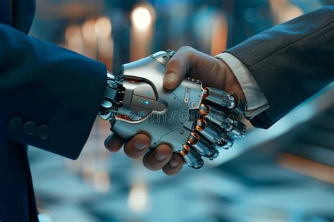 Handshake Between Human And Robot Stock Illustration Illustration Of