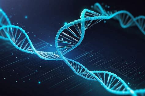 이소메트릭 Dna 헬릭스 Dna 분석 개념 디지털 파란색 배경 혁신 의학 및 기술 프리미엄 Ai 생성 이미지