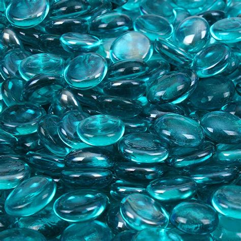 Aqua Blue Reflective Tempered Fire Glass Beads Blue Ridge Brand
