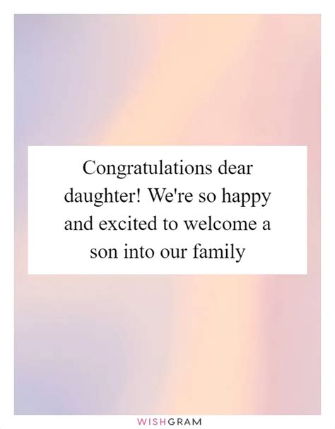 Congratulations Dear Daughter Were So Happy And Excited To Welcome A