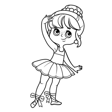 Premium Vector Cute Cartoon Ballerina Girl Outlined For Coloring