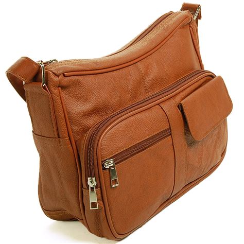 Womens Leather Organizer Purse Shoulder Bag Multiple Pockets Cross